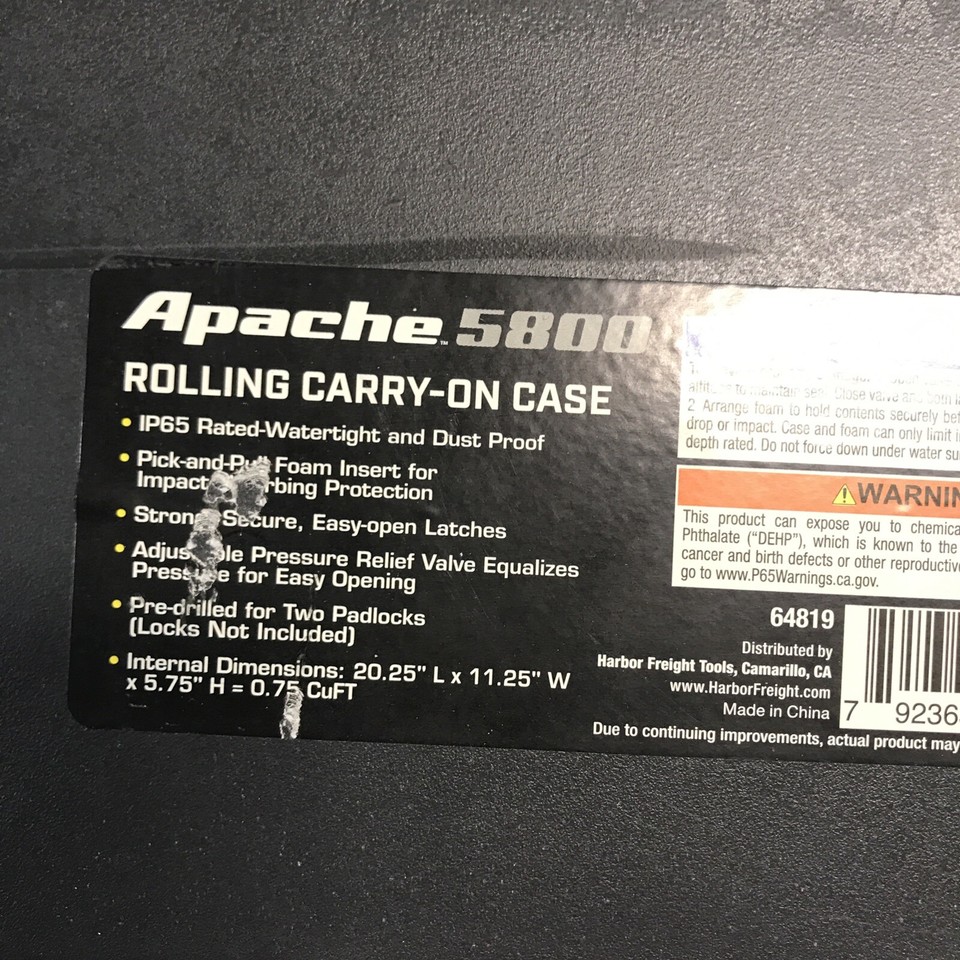 Use Apache 5800 Weatherproof Rolling Carry-On Case +Foam Ip65 Rated ...