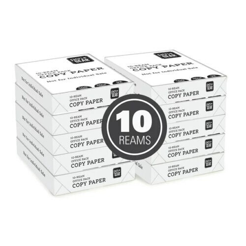 Printer Copy Paper 8.5 x 11 White 10 Reams Case 5000 sheets 92 bright ...
