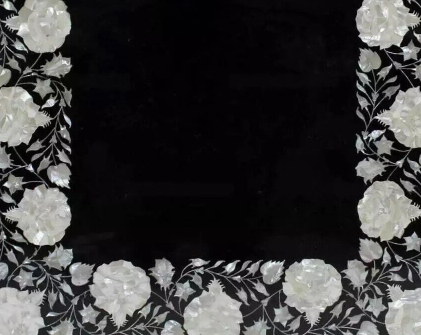 15" MOP Inlay Border Design Inlay Coffee Table Top Handcrafted Patio ...