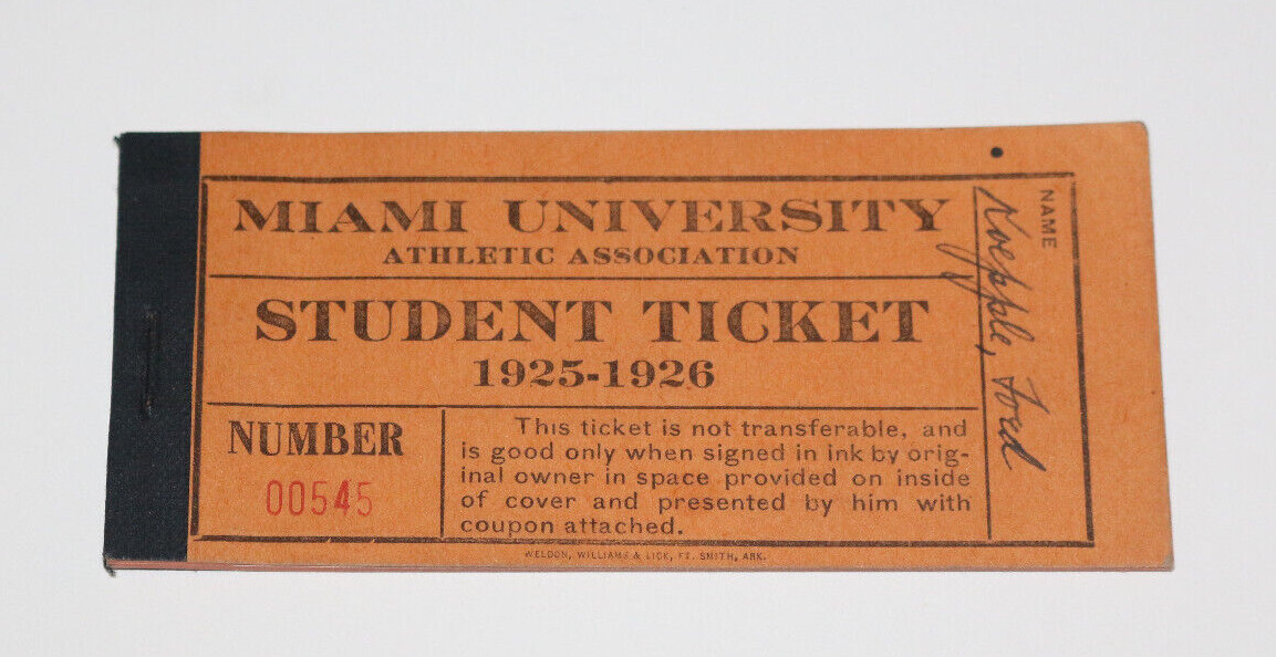 RARE Vintage 1925 MIAMI UNIVERSITY Football Season Ticket Book 8 ...