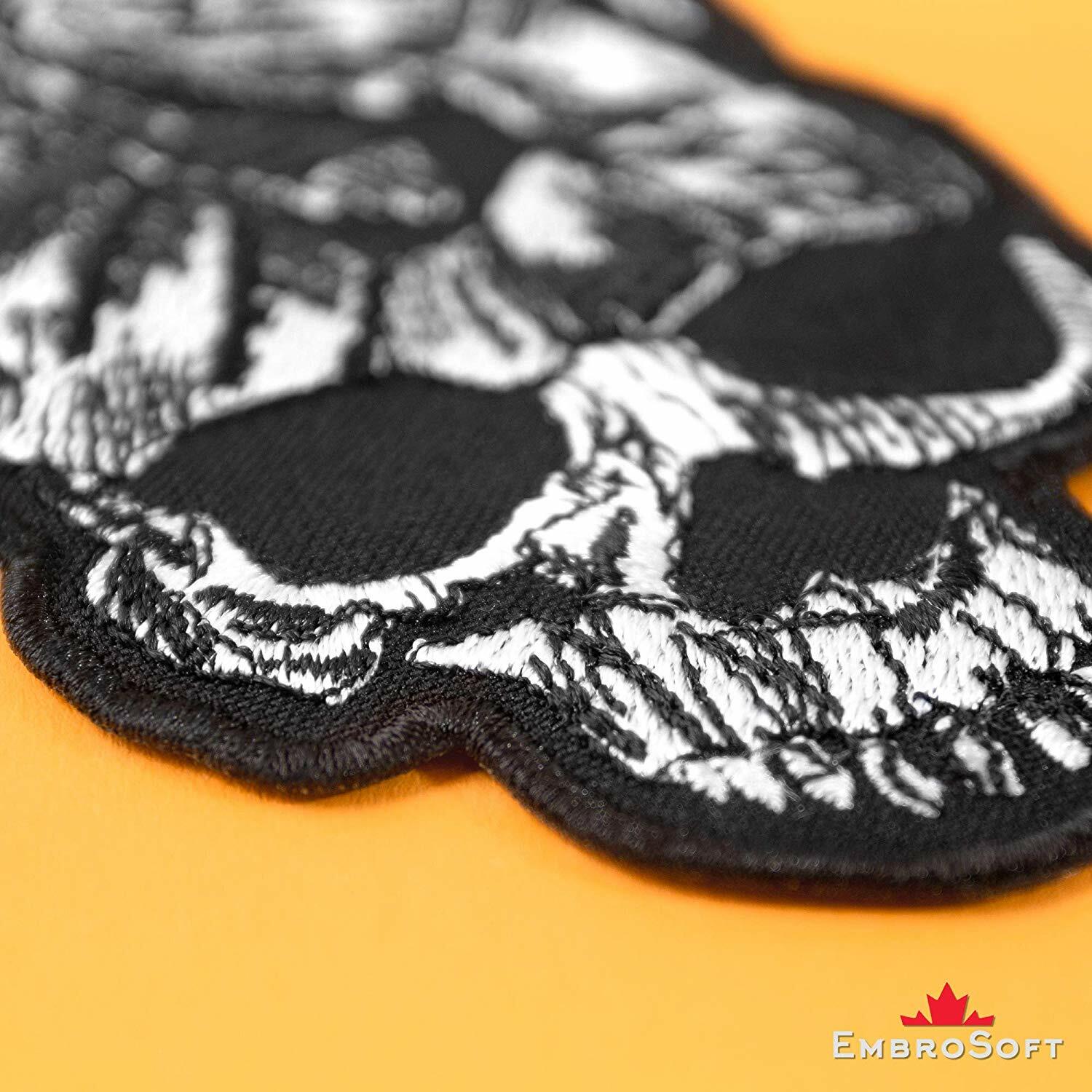 Horns Up Heavy Metal Sign with Skull Rock Music Embroidered Patch Iron ...