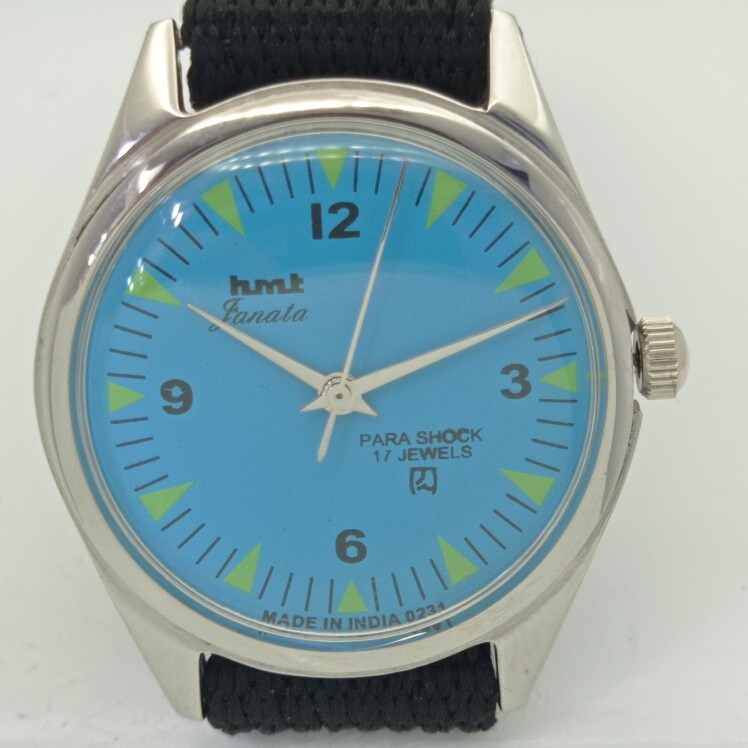 OLD HMT JANATA WINDING INDIAN MENS MECHANICAL BLUE DIAL WATCH 007 ...