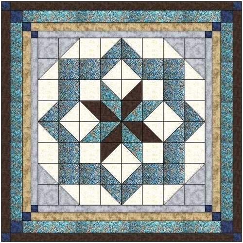 Quilt Kit/Constellation Blues and Browns Queen /Pre-cut Fabrics Ready ...