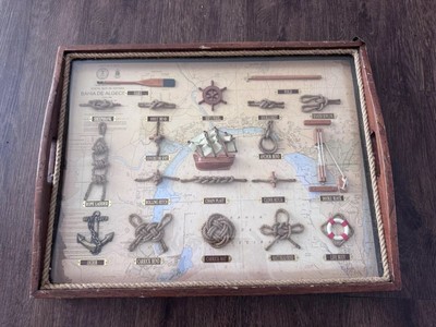 Framed Maritime Nautical Shadow Box With Sailor Knots And Map Display ...