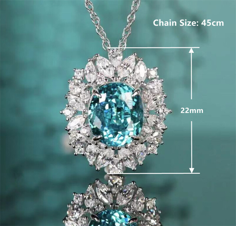 Women Elegant Cubic Zircon 925 Silver Filled Necklace Pendant Wedding ...
