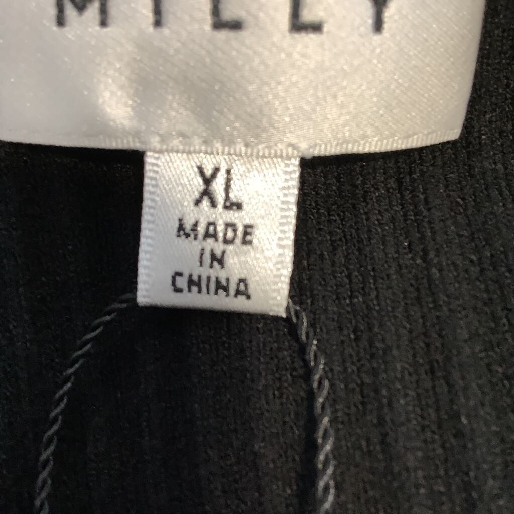 Milly Women's Feather OTS Bodycon Dress Black Scoop Neck Long Sleeve ...