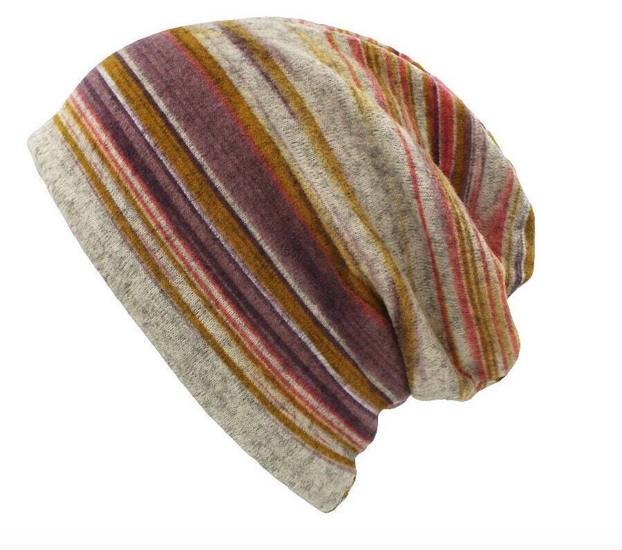 Beanie Hat Headwear Stripe Cap Stretch Super Soft Cotton Feel Hat | eBay UK