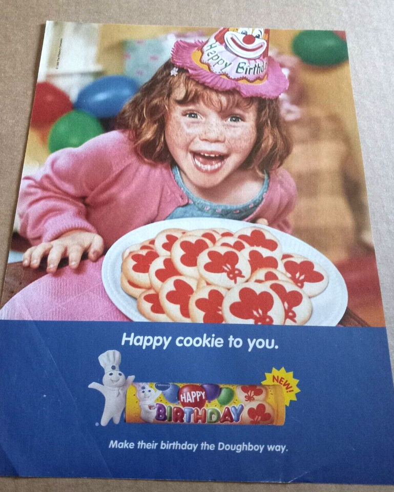 1999 print ad - Pillsbury cookies CUTE Doughboy little girl birthday ...