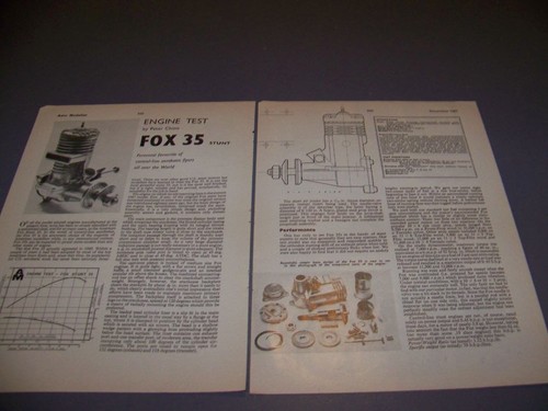 FOX 35 STUNT (5.7CC) AIRCRAFT R/C ENGINE..1-VIEWS/GRAPHS/SPECS..RARE ...