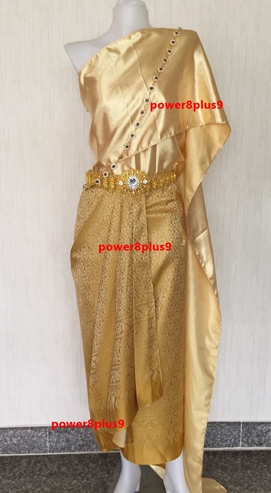 Traditional Thai Costume Wedding Dress Wrap Sinh Skirt Cloth Carnival ...