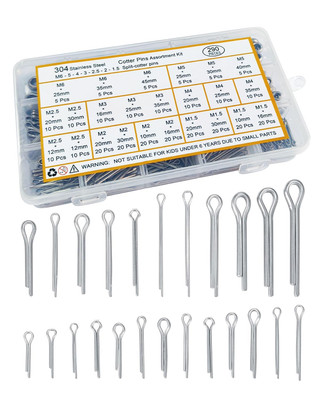 290 Pcs Cotter Pins - 24 Sizes Cotter Pin Assortment Kit Hardware Pins ...