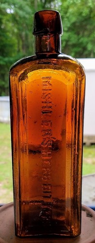 COLOR!! Puce/yellow Amber Mishlers Herb Bitters Bottle..Wild!! | eBay