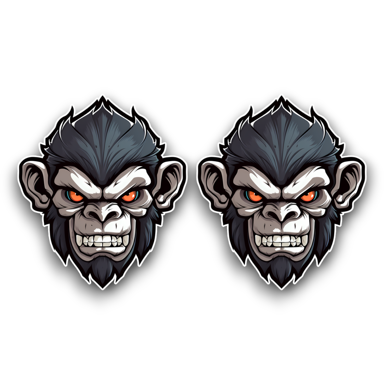 2x Small Angry Monkey Head Vinyl Sticker Decals For Car Laptop ...