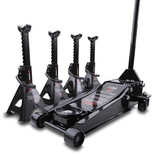 2.5 TON TROLLEY JACK 4 AXLE STANDS KIT LOW PROFILE HIGH LIFT LONG ...