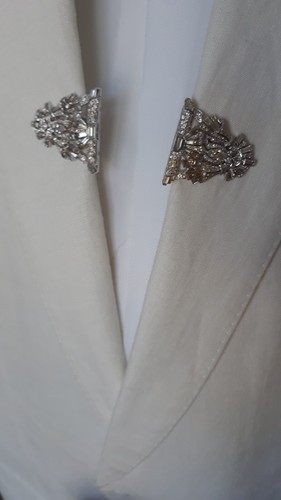 Smashing Art Deco Platinum Brooch/ Jacket Clips, Close to 5 Carats In ...