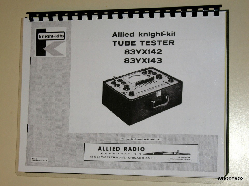 Manual & Tube Set-Up Charts for all Knight 600 Testers with or w/o ...