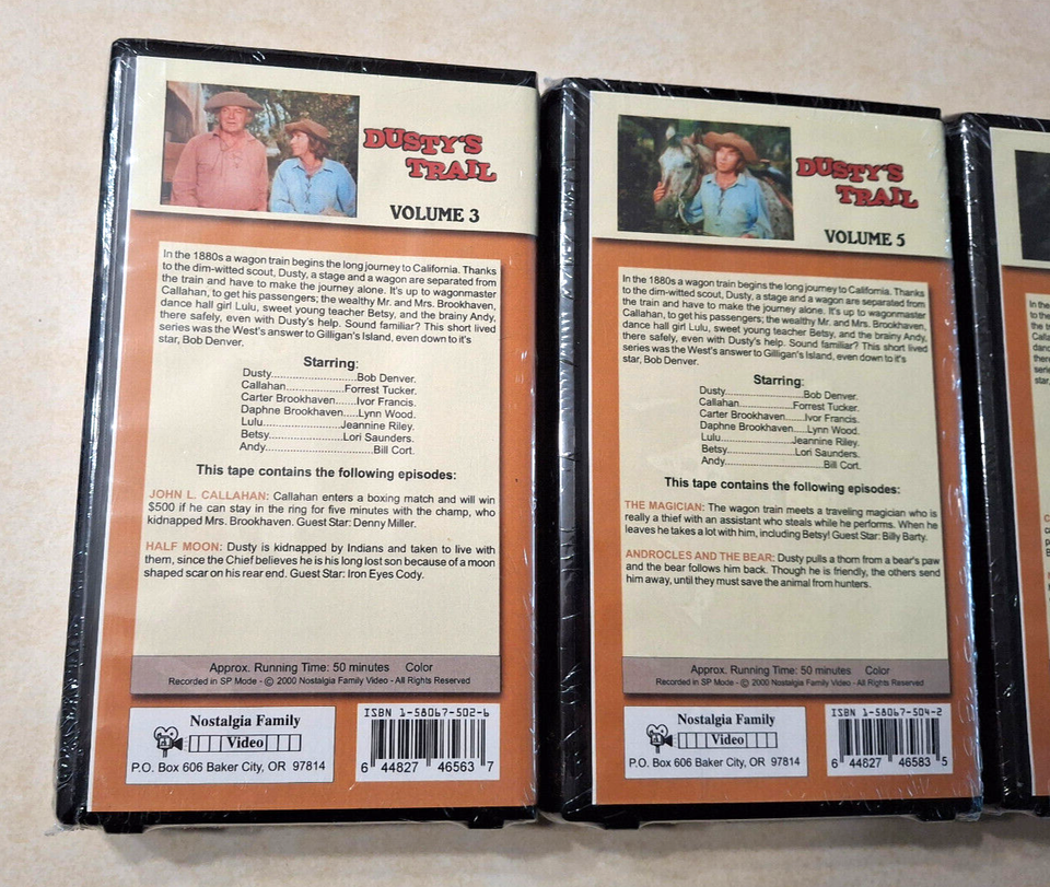 Dusty's Trail VHS Lot of 6 NEW SEALED TV Show Bob Denver Forrest Tucker ...