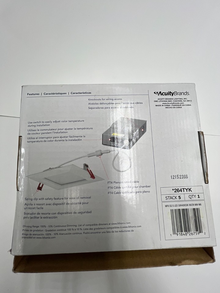 Lithonia LED Recessed Wafer Downlight WF6 SQ S LED 30K40K50K 90CRI MW ...