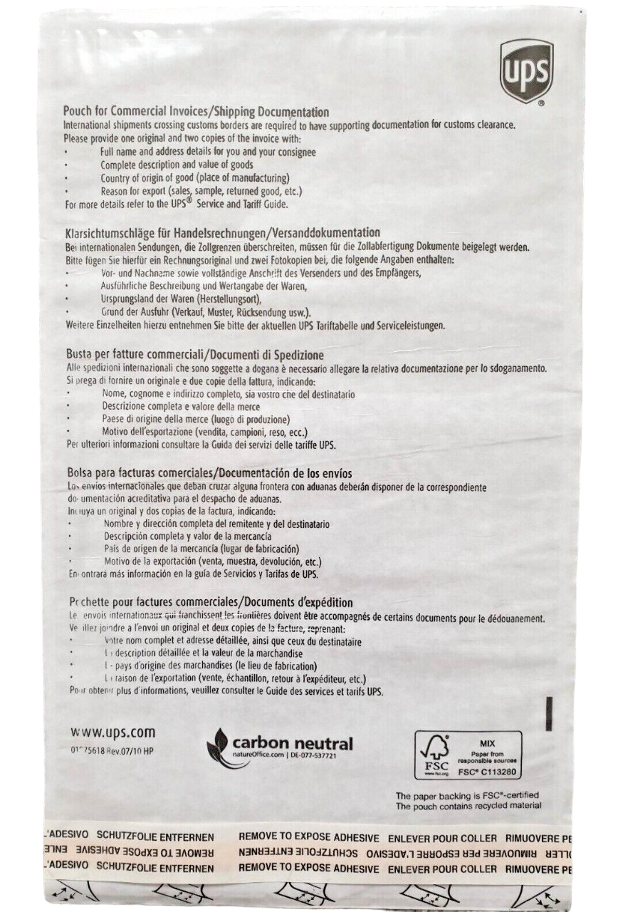 500 UPS Re Sealable DOCUMENT ENCLOSED ADDRESS LABEL POUCHES | eBay UK