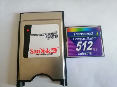 transcend industrial 512MB CF with Compact Flash Card adapter PC PCMCIA ...