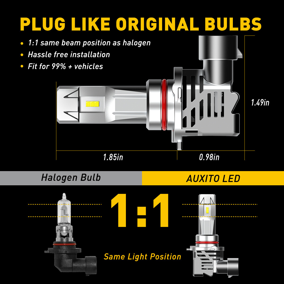 6500K 9005 HB3 60W 15000LM LED Car Headlight Kit Replace Bulbs Lamp ...