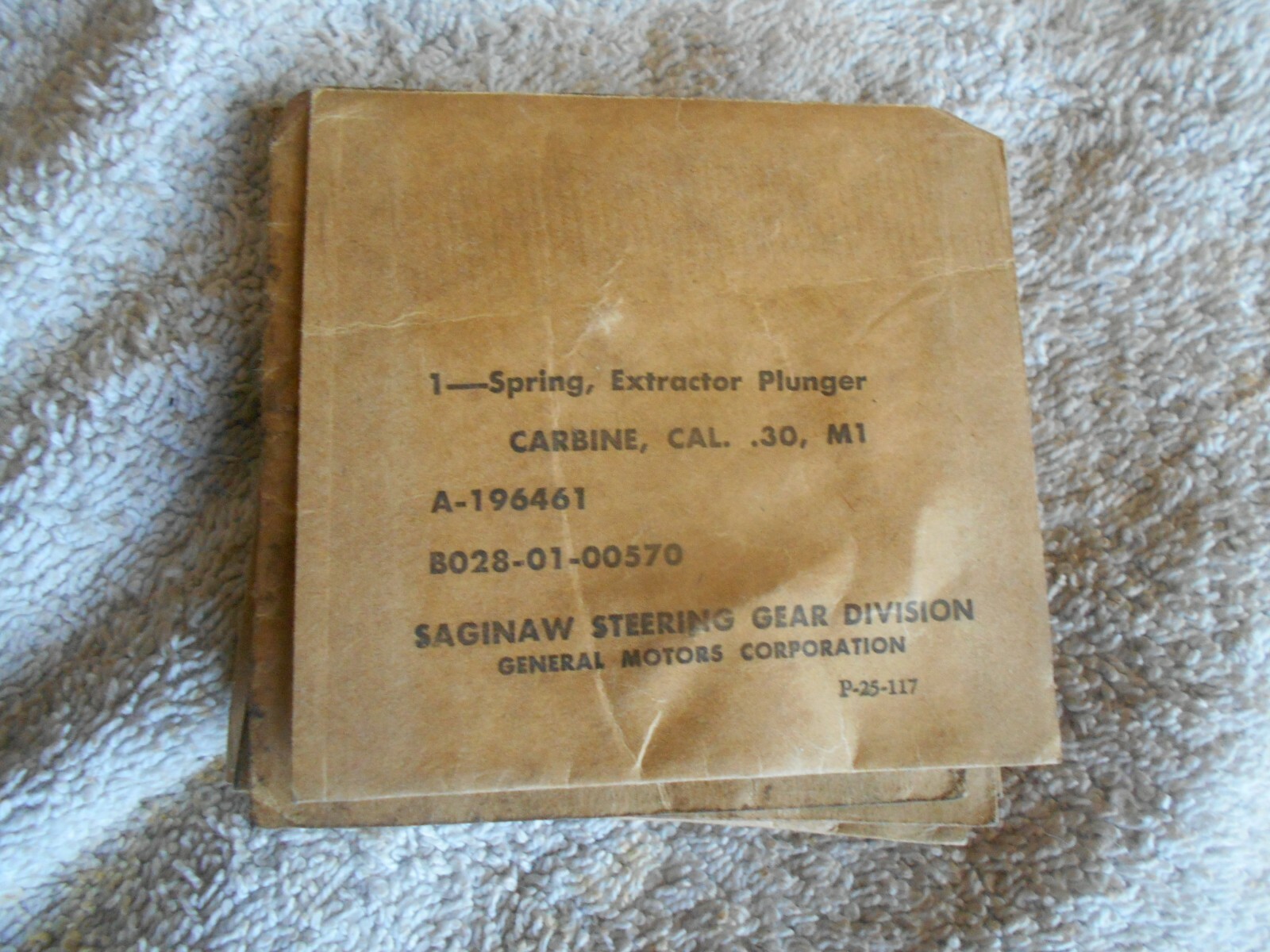 WW2 US M-1 M1 carbine Saginaw Steering Extractor Plunger & Spring NOS ...