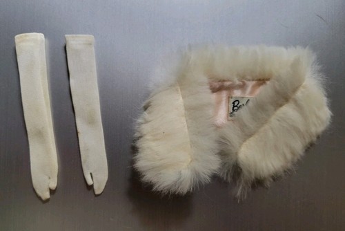 Vintage 1962 Mattel Barbie Rabbit Fur Stole Pink Lining & White Evening ...