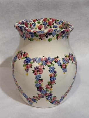 Jan Pugh Packer Creek Pottery Handmade Vase Hearts Flowers Ruffled Edge ...