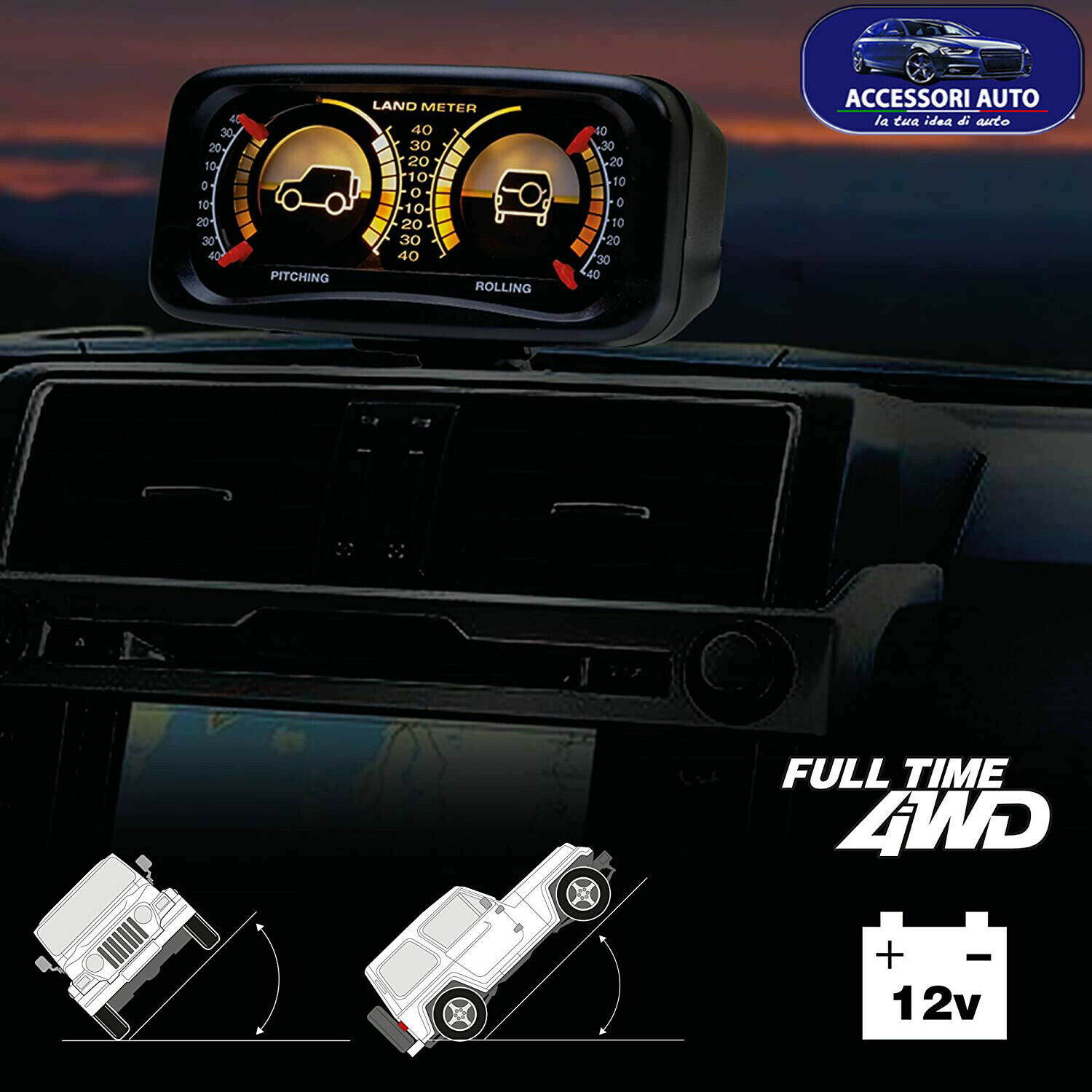 Neigungsmesser Anzeige Roll Und Beccheggio für Geländefahrzeug 4x4 Auto | eBay.de