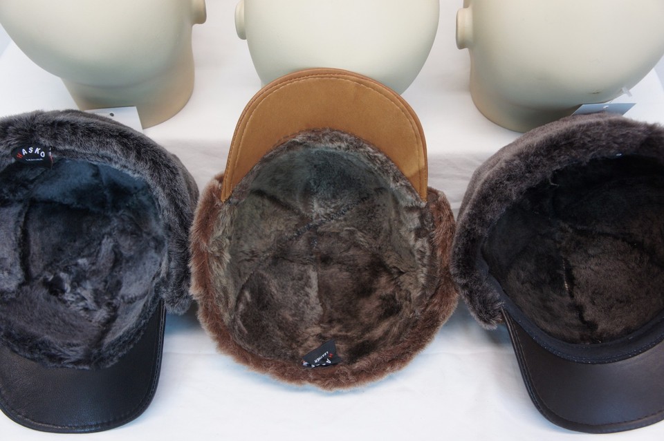 100% Sheepskin Shearling Leather Fur Elmer Fudd Aviator Captain Trapper ...