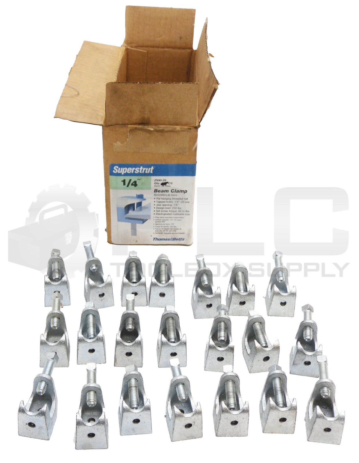 NEW BOX OF 21 THOMAS & BETTS SUPERSTRUT Z500 1/4" BEAM CLAMP Z500-25 | eBay