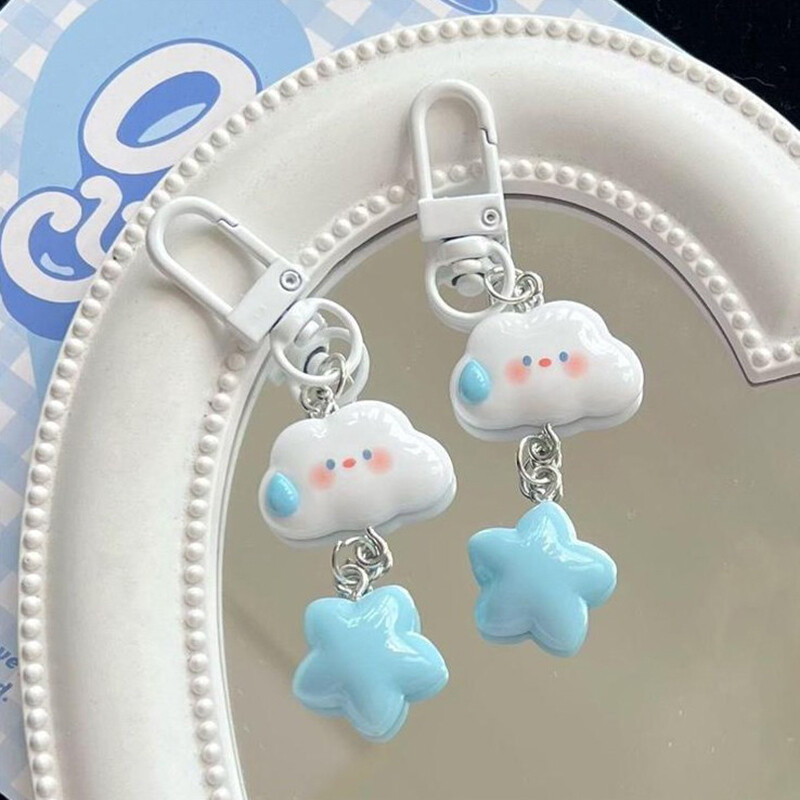 1PCS Cute Cloud Blue Star Keychain Car Keys Accessories Cartoon Kawaii ...