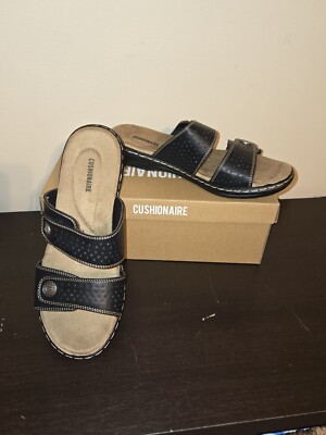 NEW w/ BOX CUSHIONAIRE BETSY SANDAL SZ. 8.5 - BLACK | eBay