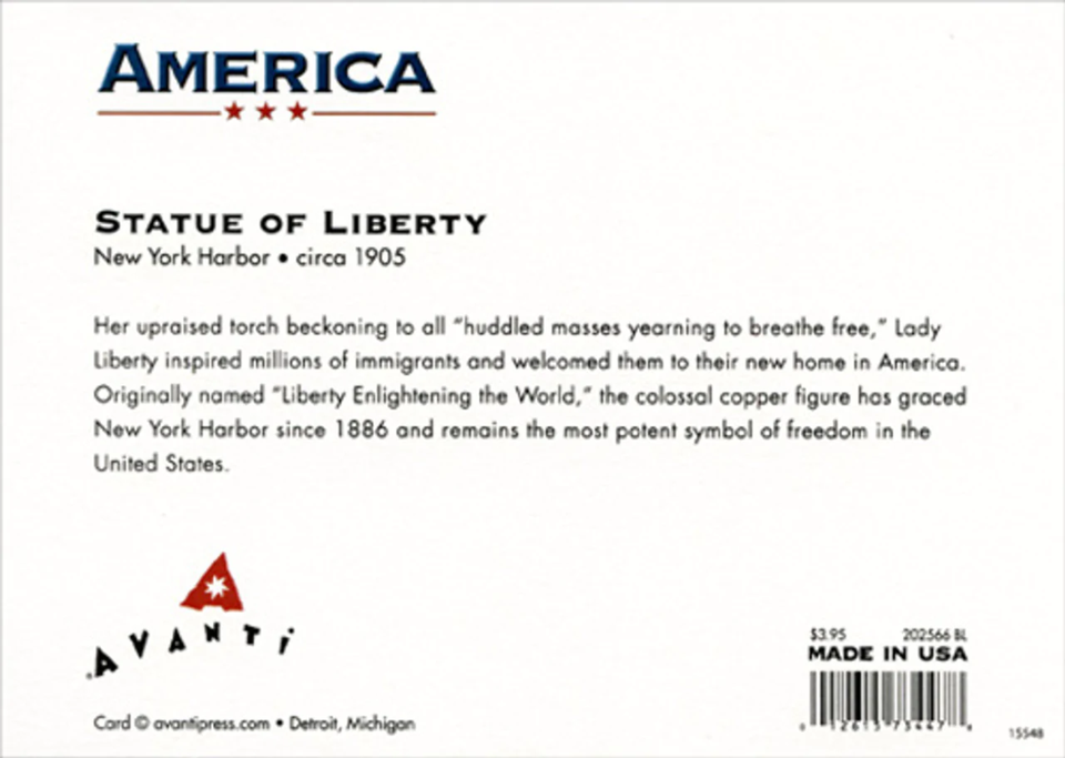Blank Inside Greeting Card - Statue of Liberty | eBay