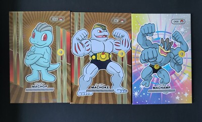Pokemon Pocket Book Set Machop Machoke Machamp Cracked Ice Holo 3 Card ...