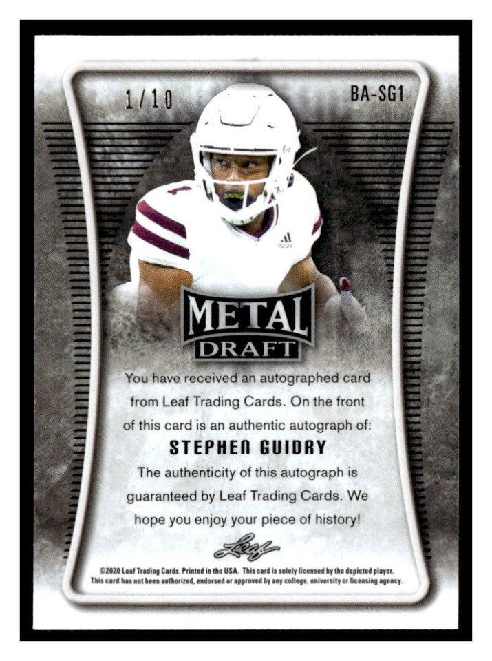 STEPHEN GUIDRY 2020 LEAF METAL DRAFT AUTOGRAPH 1/10 AUTO | eBay