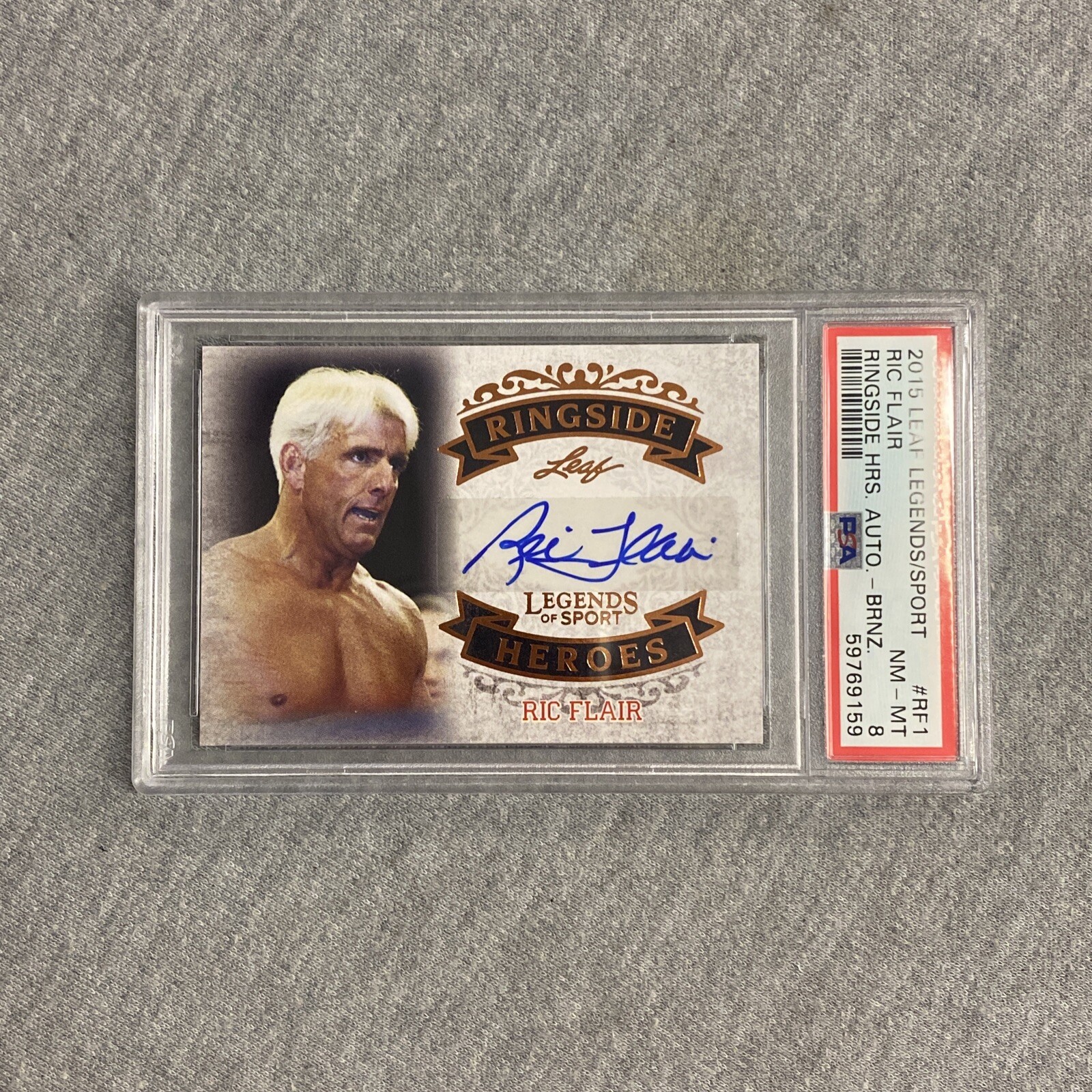 2015 Leaf Legends of Sport Ric Flair Ringside Heroes Auto Bronze PSA 8 ...