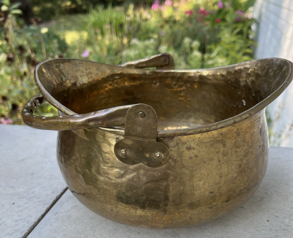 Vintage Hammer Brass Scoop Sided Bucket with Hammer Handle 8 1/2 inches ...