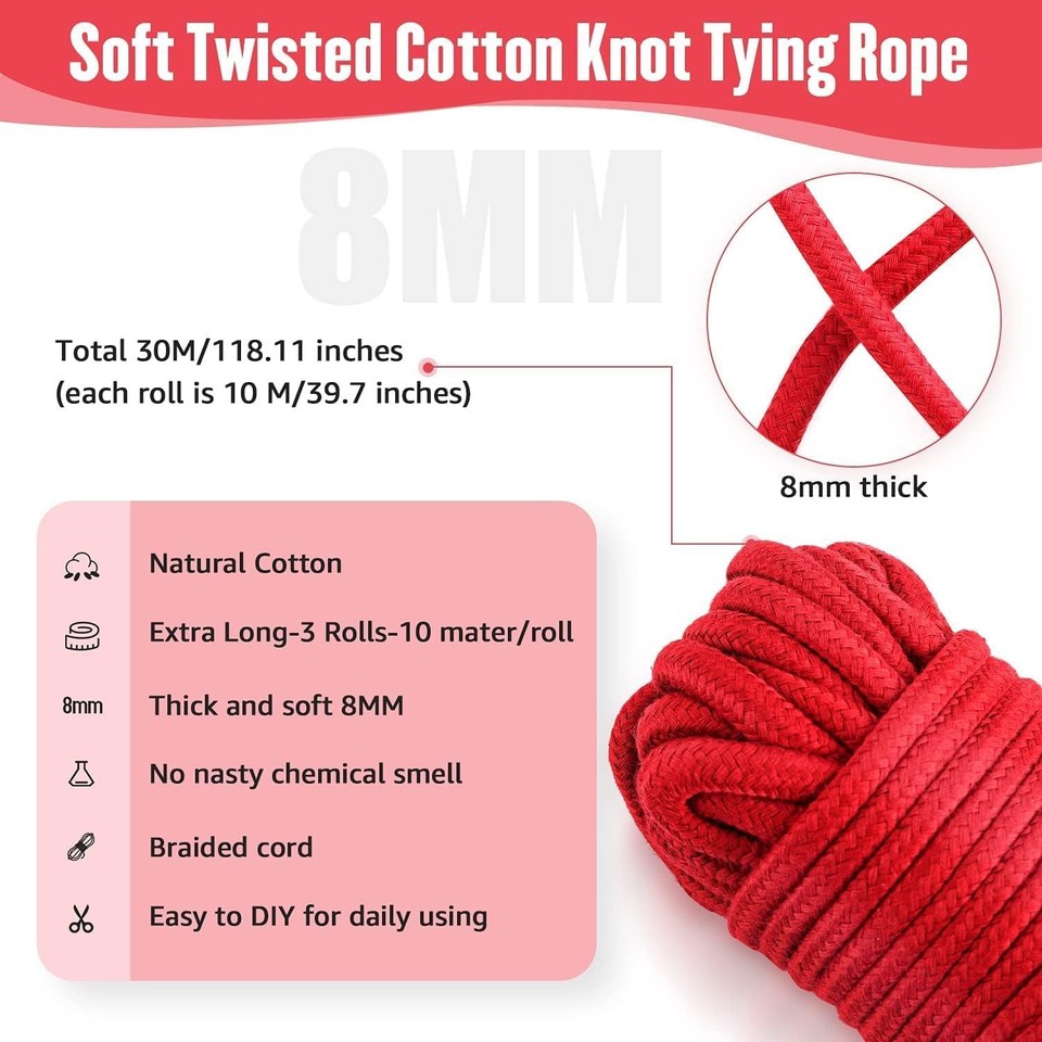 32 ft 10m Soft Cotton Rope Braided Twisted Thick Rope for Swing Camping ...
