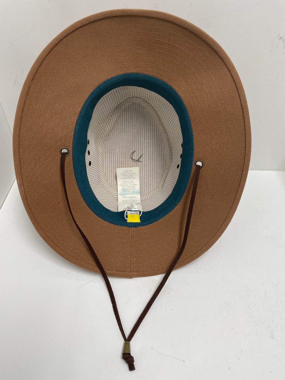 YELLOW 108 Helm Hat Brown Salvaged Cotton Packer Leather Chin Strap ...