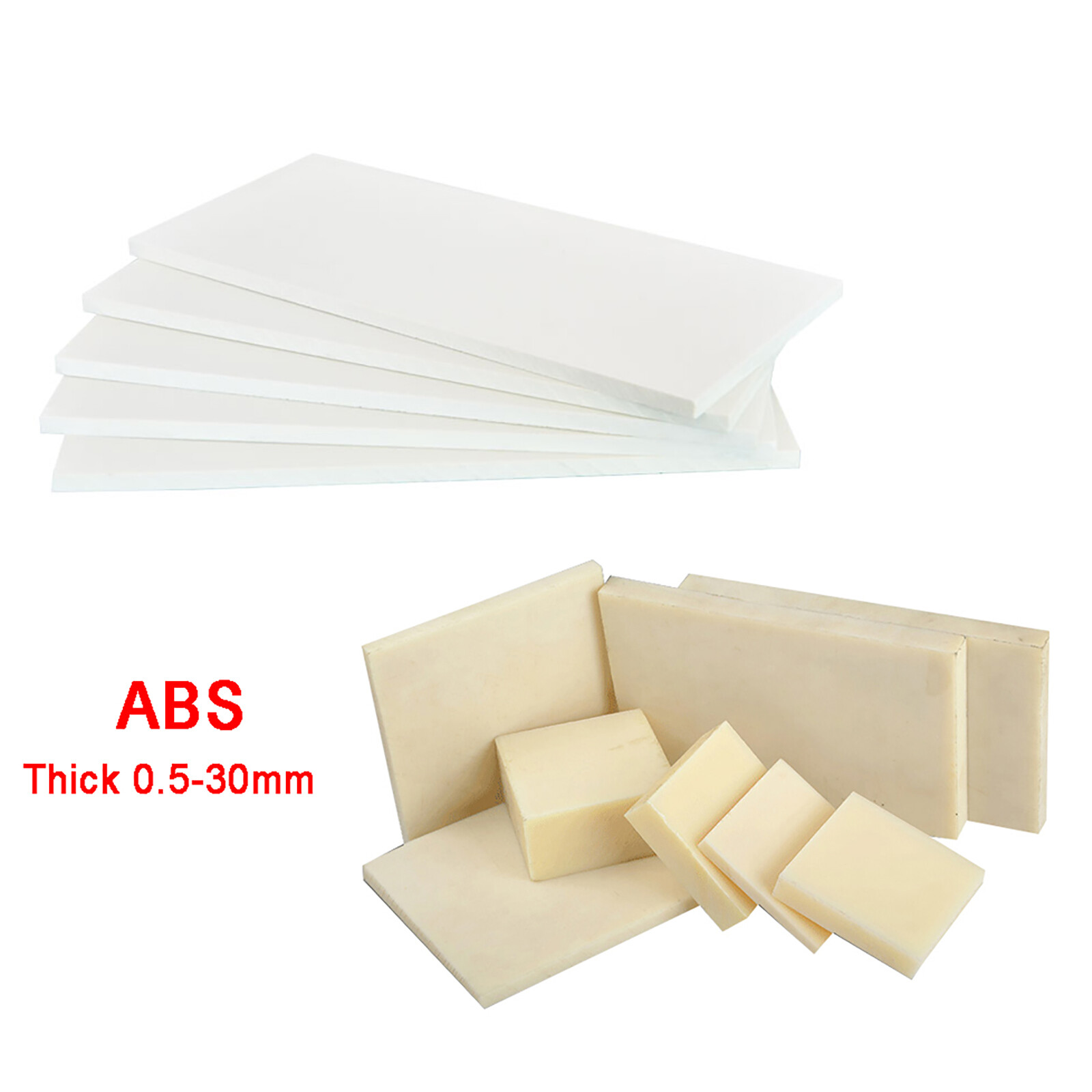 Beige / White ABS Sheet Plate Hard Plastic Board 0.5 0.8 1 1.5 2 2.5 3 ...