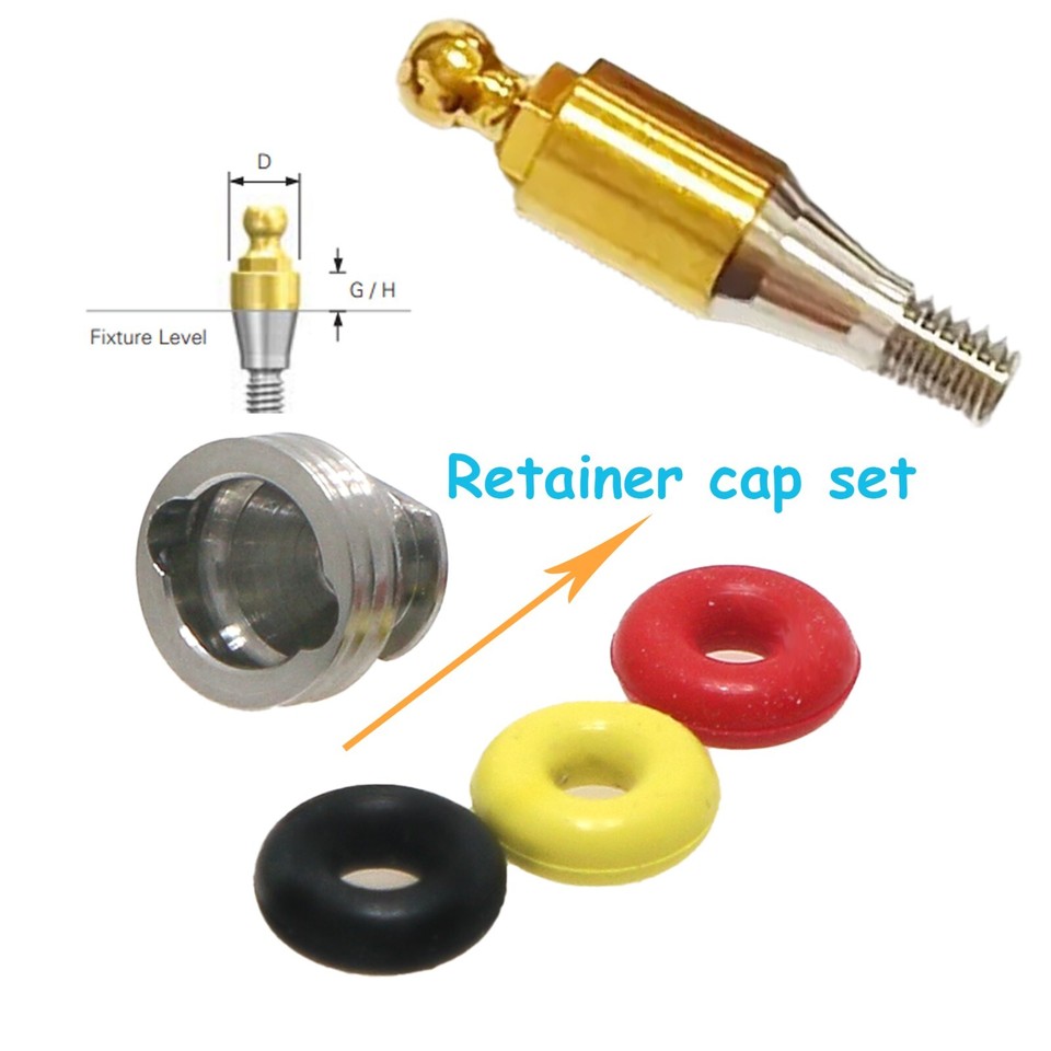 Hiossen/Osstem Dental O-ring Retainer Cap Set Kit for Ball Attachment ...