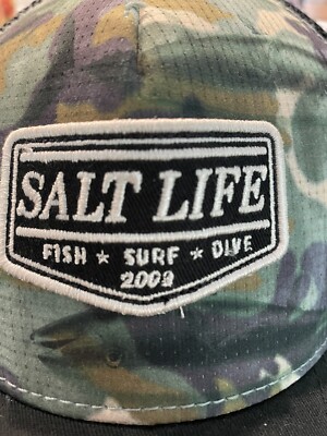 Salt Life Camo Baseball Hat Mesh Trucker Cap | eBay