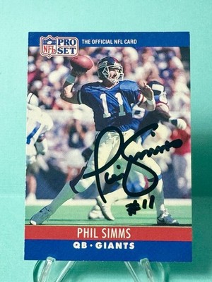 1990 Pro Set Football. PHIL SIMMS #230 On Card Autographed NY Giants | eBay