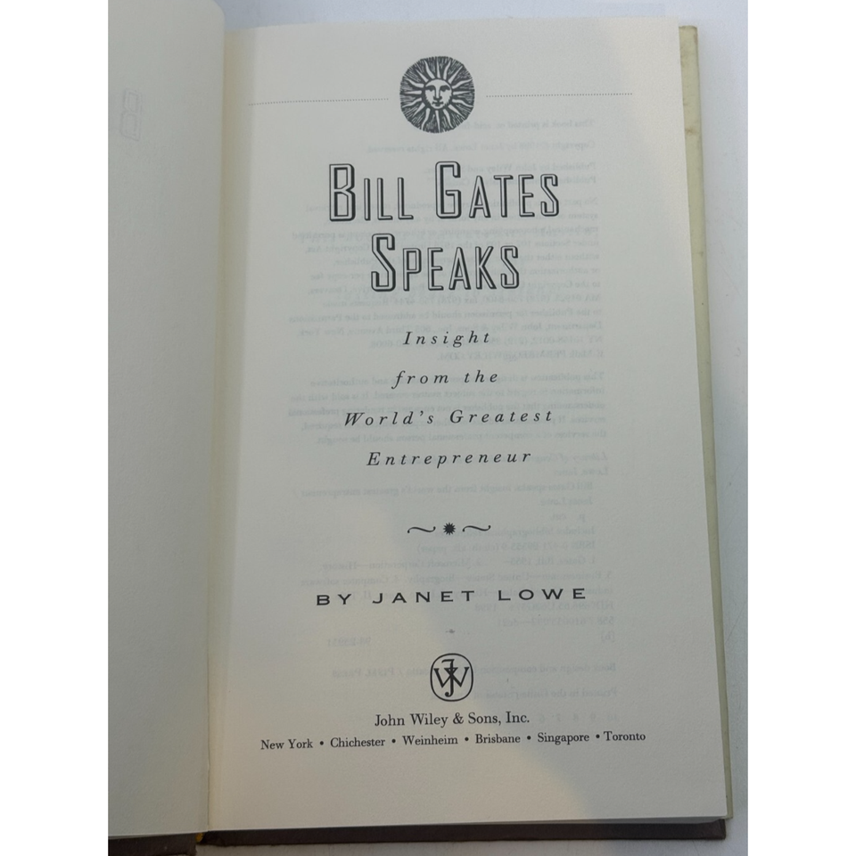 Bill Gates Speaks by Janet Lowe Hardcover 1998 Entrepreneur Biography ...