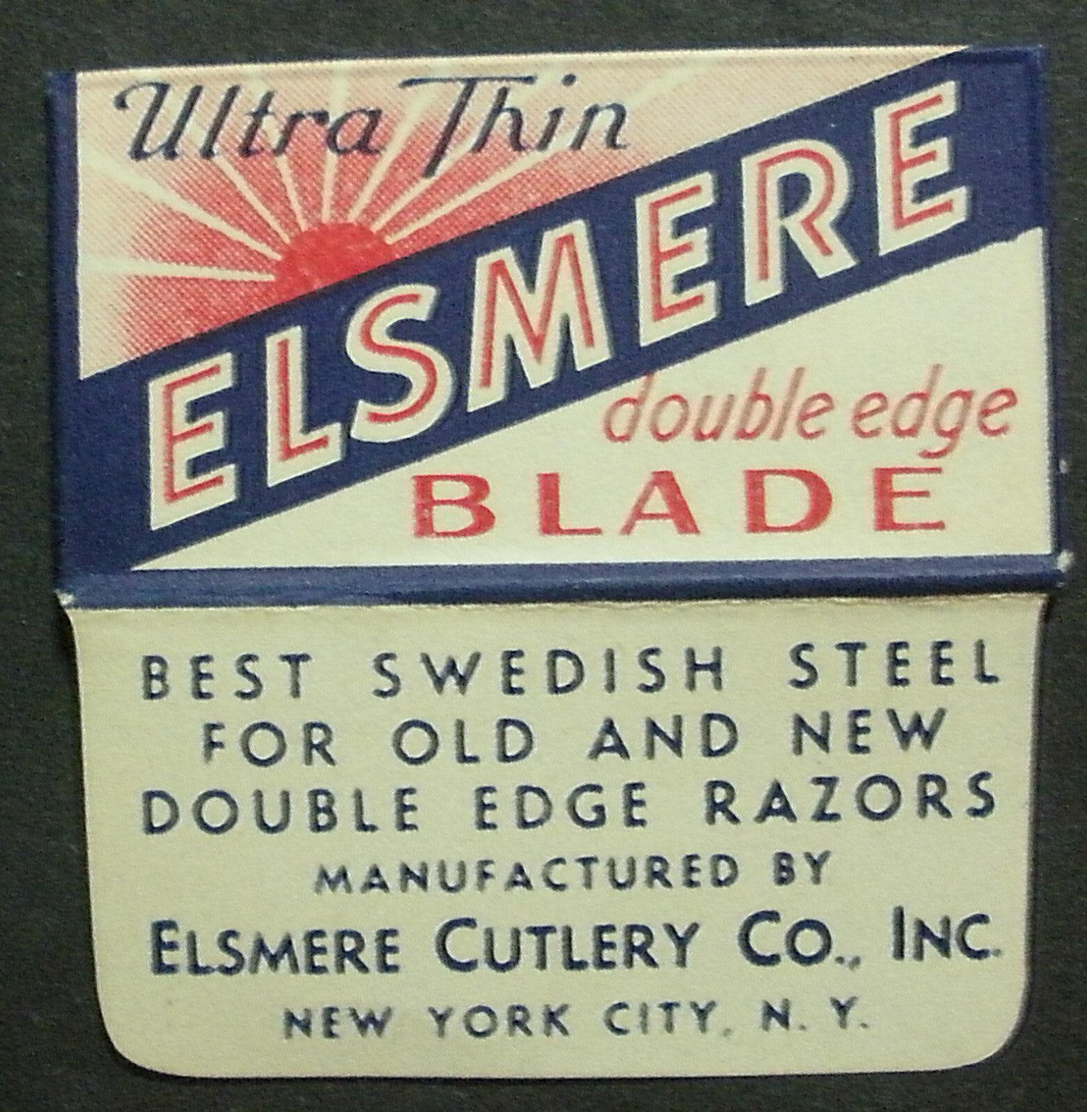 Vintage Razor Blade ELSMERE Ultra Thin- One Wrapped Blade | eBay