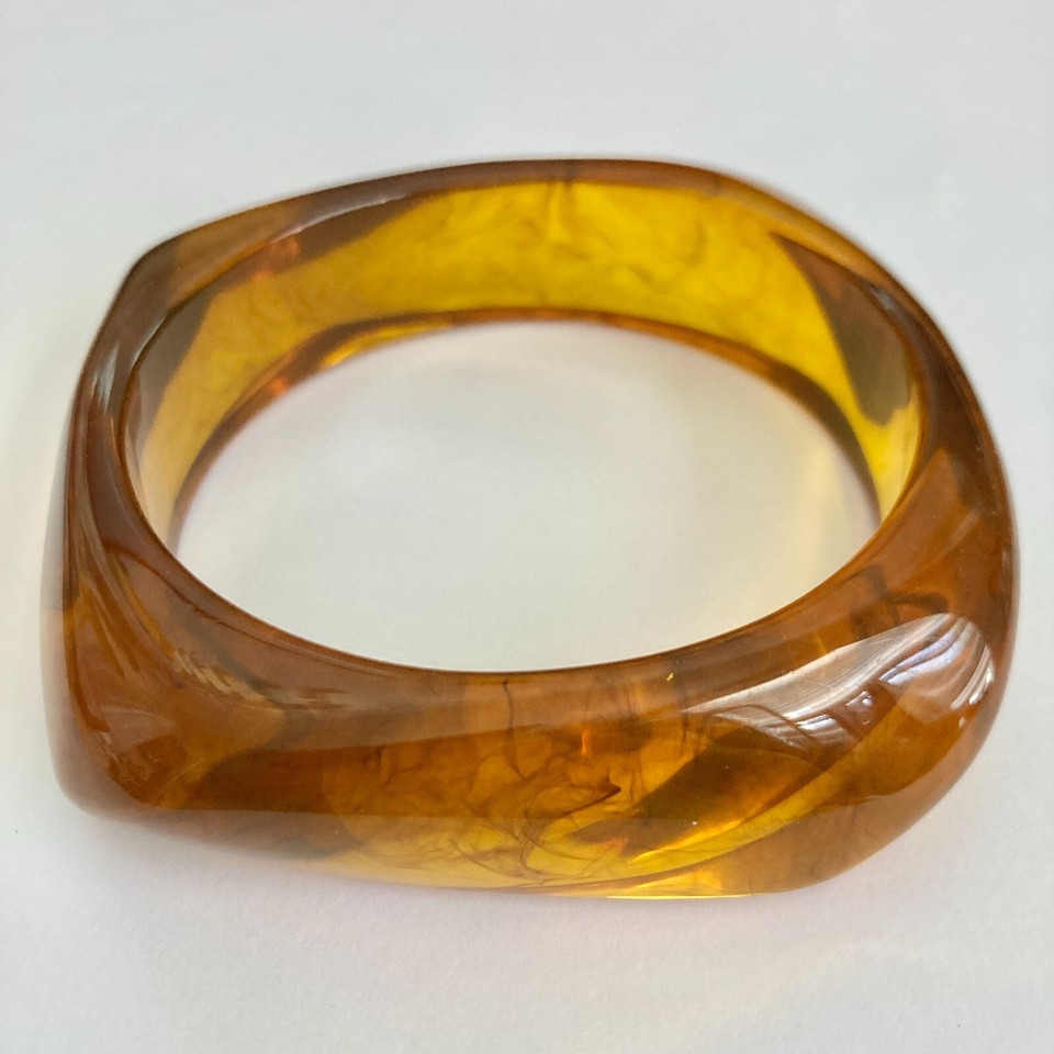Vintage Lucite Acrylic Faux Honey Amber Tortoise Shell Bracelet Bangle ...