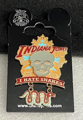 Disney Indiana Jones Skull "I Hate Snakes" Dangle Pin | eBay