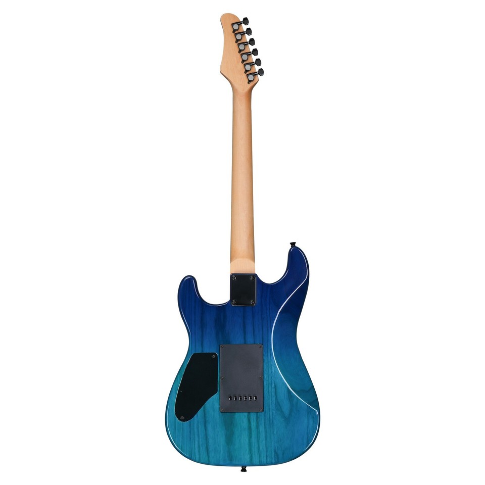 Full-Size Blue Burst Electric Guitar with Flame Maple Veneer Top and HH ...