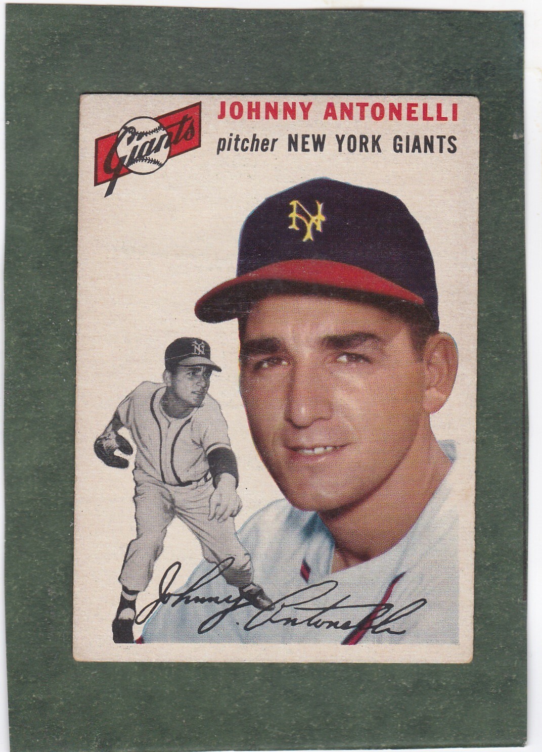 *1954 TOPPS #119 JOHNNY ANTONELLI, GIANTS nice w bare hint of hozntl ...